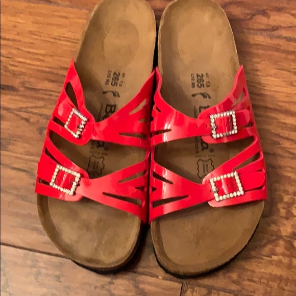 Birkenstock | Shoes | Betula By Birkenstock Red Bling Sandals 4 Nwot ...